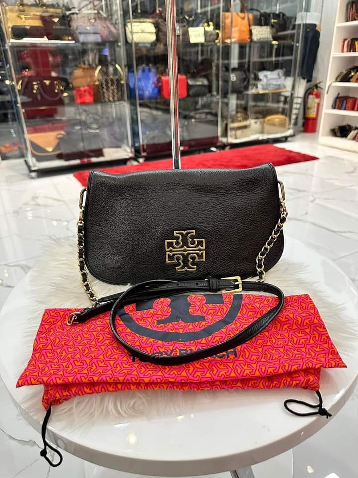 Tory Burch Black Leather Britten Crossbody Bag, Luxury, Bags & Wallets ...