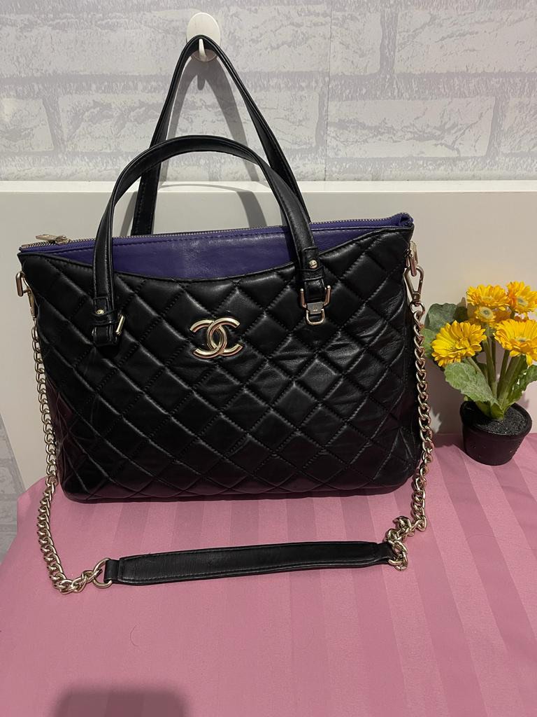 Reprice Tote Sling Rantai Chanel Ori Leather, Barang Mewah, Tas ...