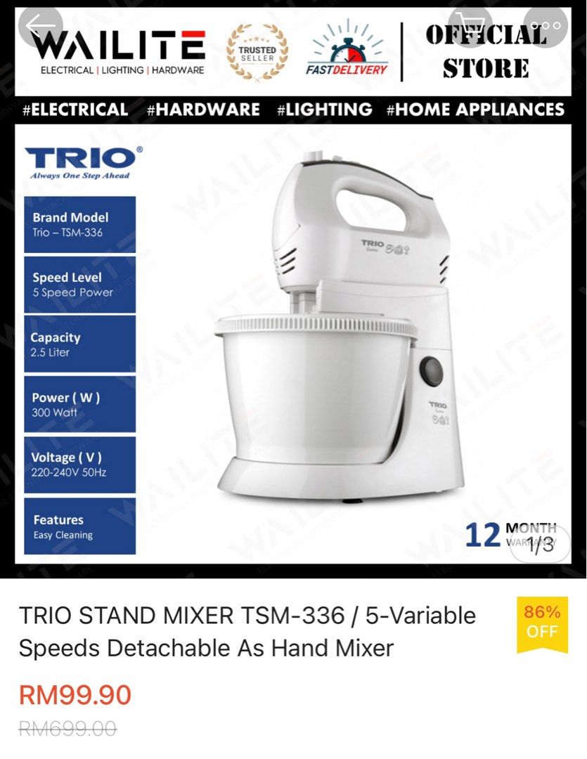 Trio Stand Mixer, TV & Home Appliances, Kitchen Appliances, Hand ...