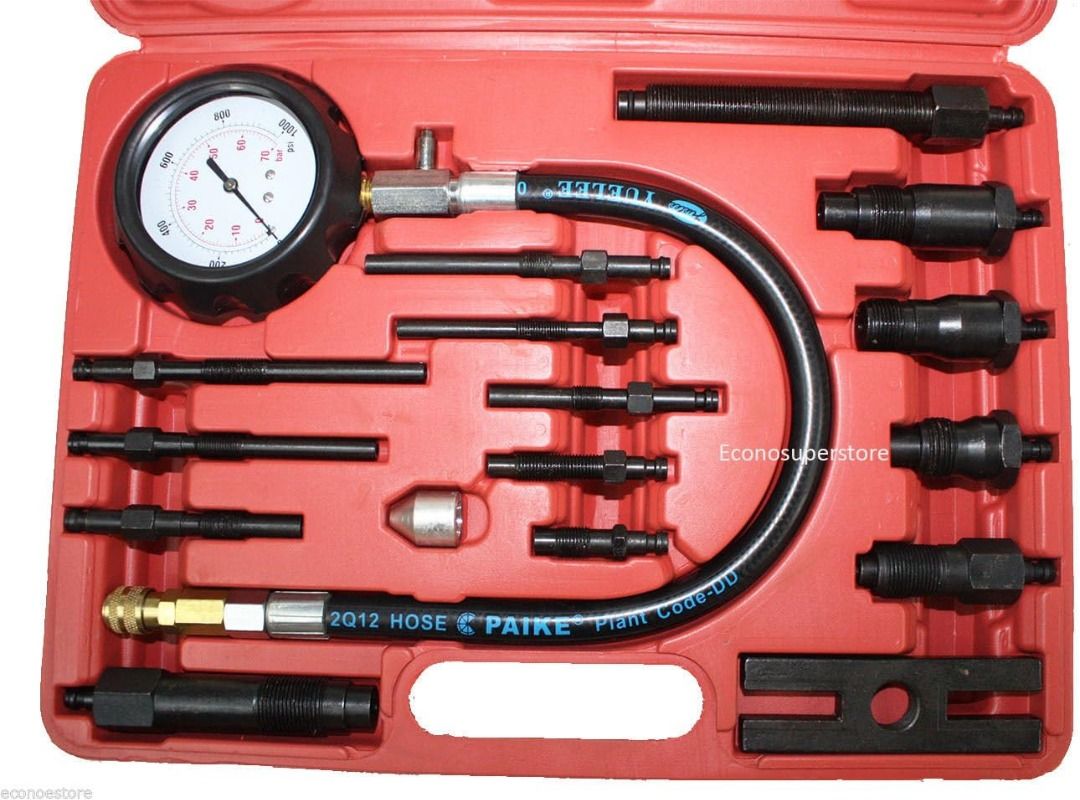 TU-15 DIESEL ENGINE CYLINDER PRESSURE TESTER KIT 14 GLOW PLUG INJECTOR ...