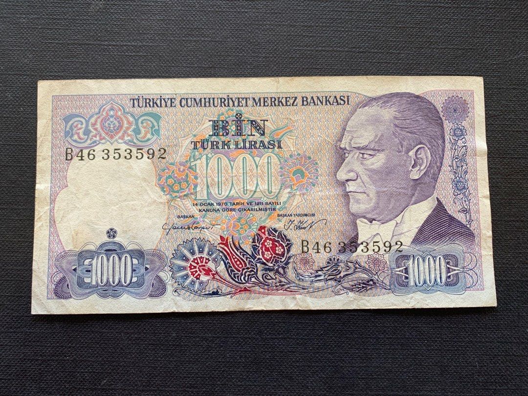 Turkey 1000 Lira 1970 Banknote, Hobbies & Toys, Collectibles ...