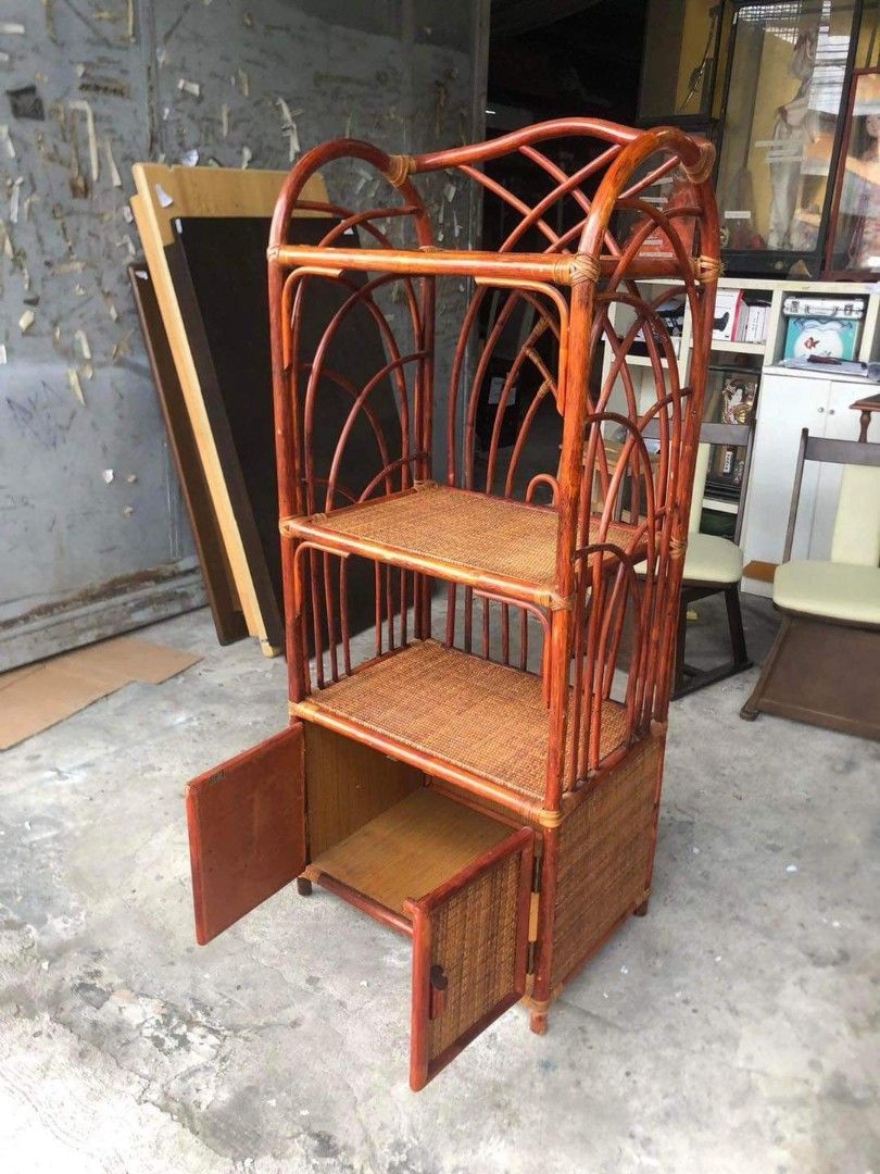 Vintage rattan bookcase, Furniture & Home Living, Furniture, Shelves ...