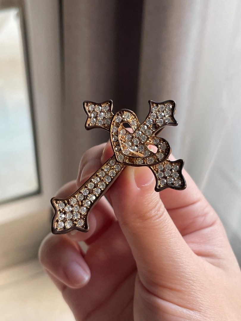 Vintage Y2K Diamonds Cross Salib Ring Rings Cincin Korea, Fesyen Wanita ...