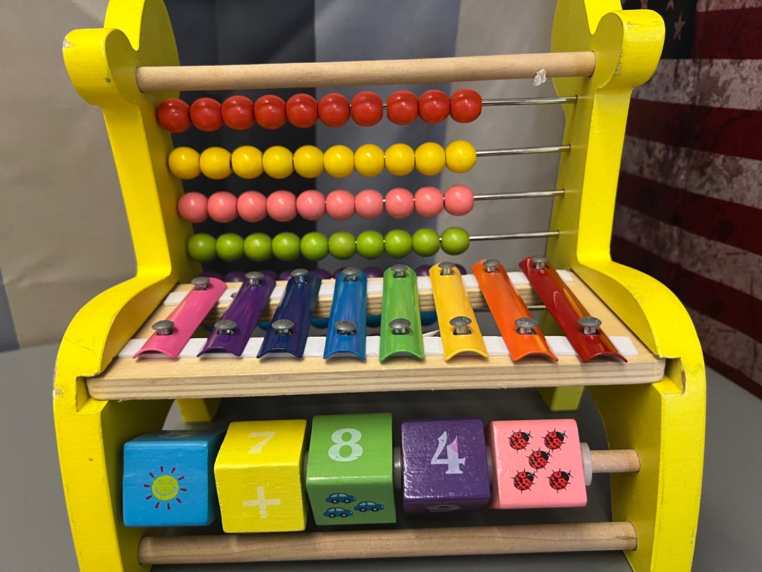 Wooden Toy with xylophone abacus and blocks, Babies & Kids, Infant Playtime on Carousell