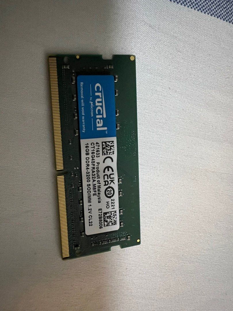 Crucial laptop RAM DDR4-3200 16GB, Computers & Tech, Parts ...