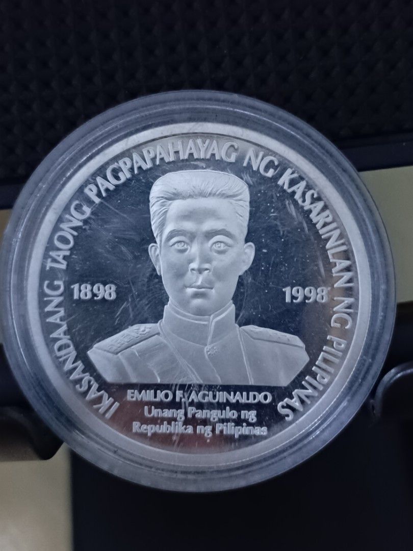 500 PISO EMILIO AGUINALDO SILVER PROOF COIN (COMPLETE WITH BOX AND COA ...