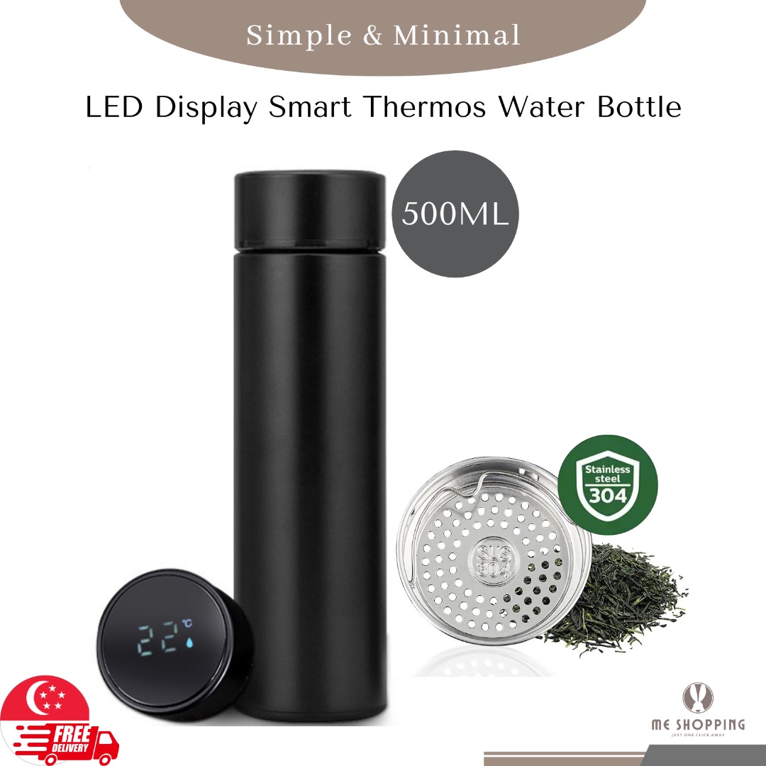 500ml Stainless Steel LED Vacuum Flask: Smart LED temp display. keep ...