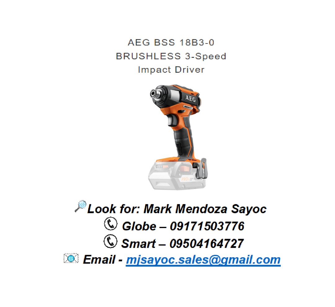 AEG BSS 18B3-0 BRUSHLESS 3-Speed Impact Driver, Commercial & Industrial ...
