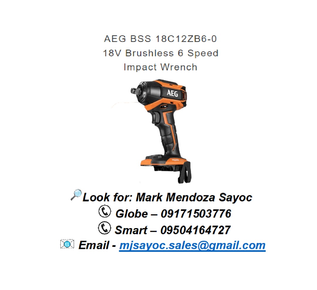 AEG BSS 18C12ZB6-0 18V Brushless 6 Speed Impact Wrench, Commercial ...