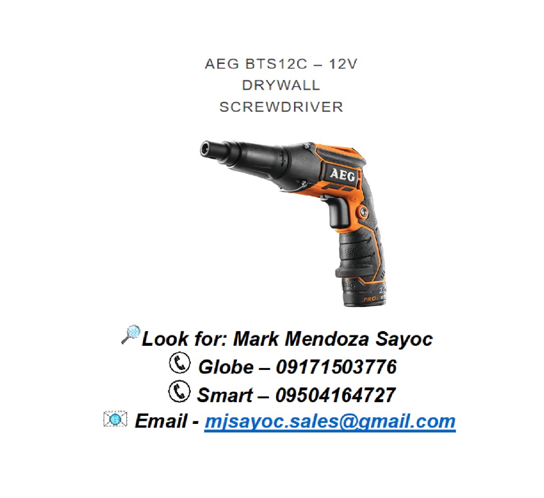 AEG BTS12C – 12V DRYWALL SCREWDRIVER, Commercial & Industrial ...