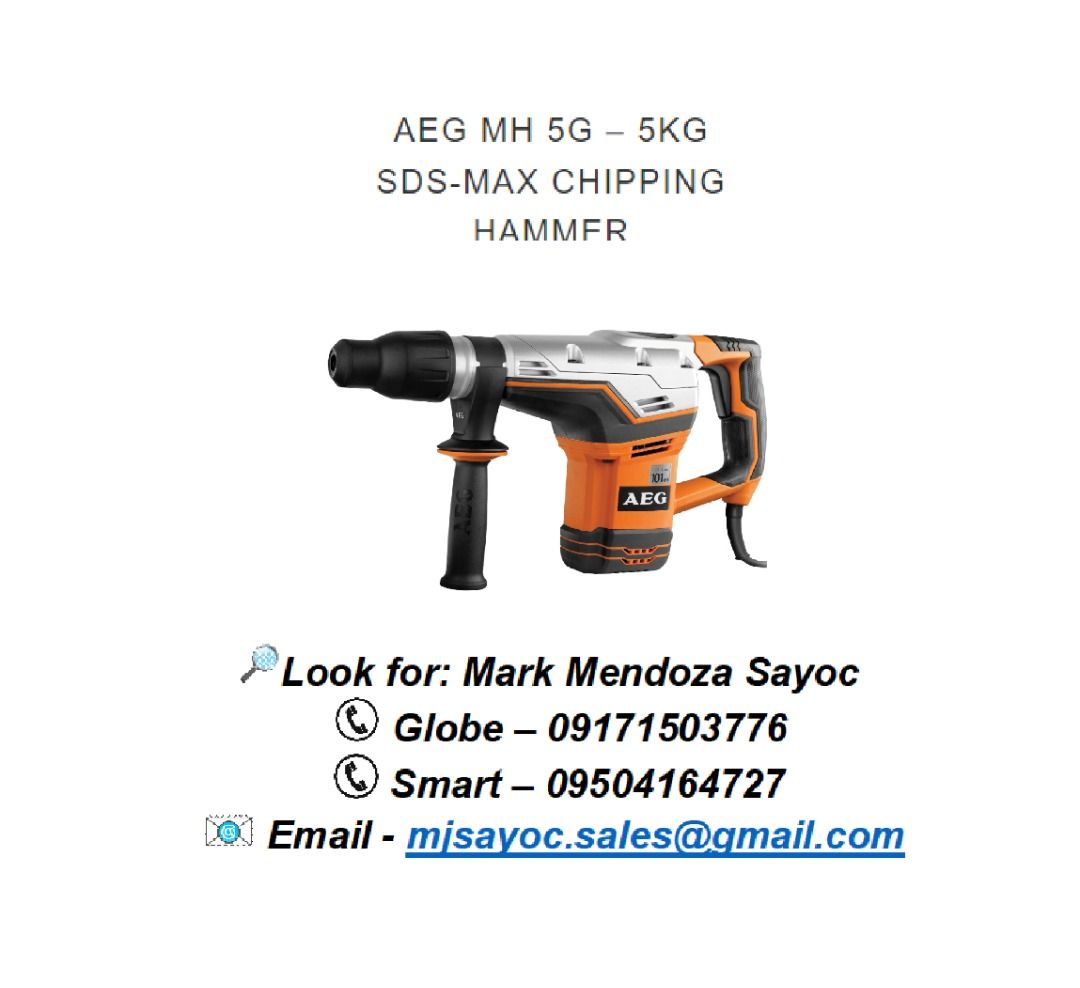 AEG MH 5G – 5KG SDS-MAX CHIPPING HAMMER, Commercial & Industrial, Construction Tools & Equipment ...