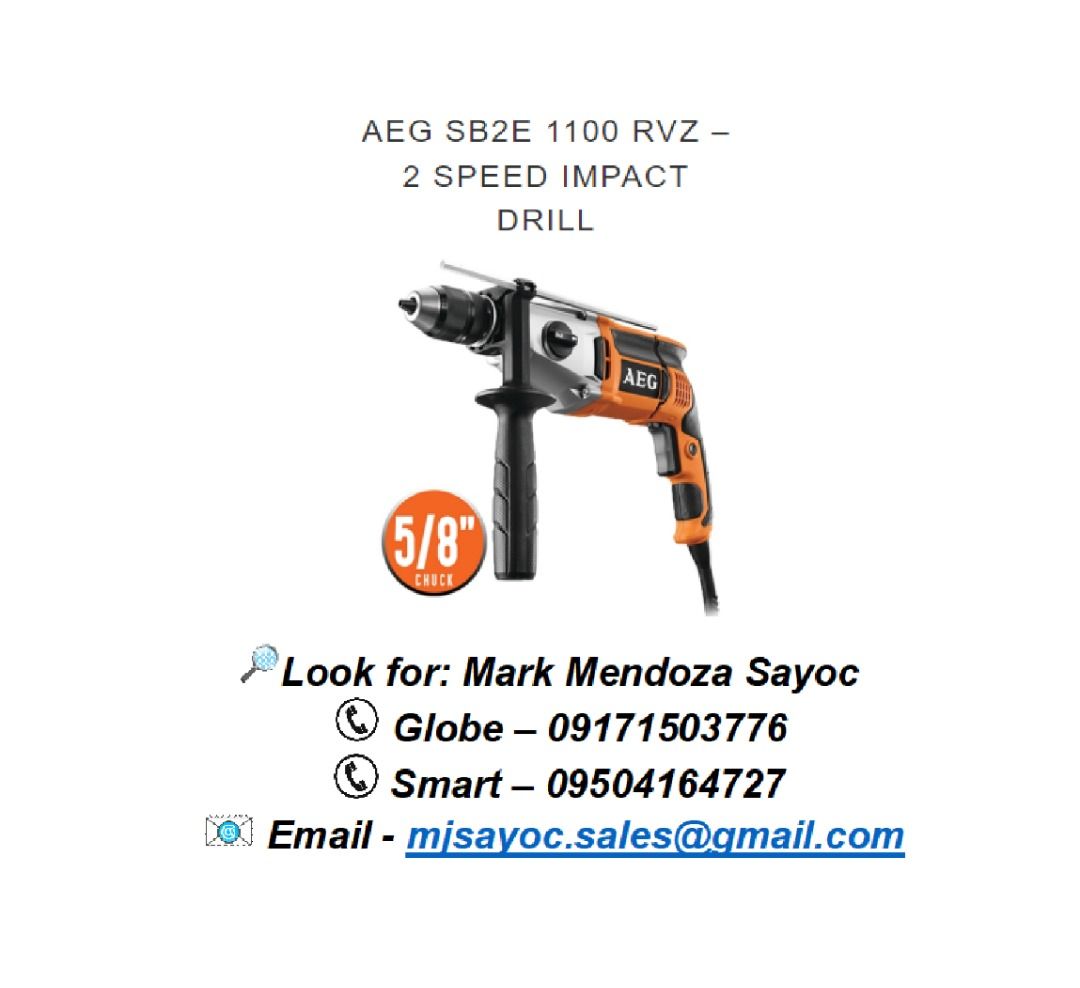 AEG SB2E 1100 RVZ – 2 SPEED IMPACT DRILL, Commercial & Industrial, Construction Tools ...