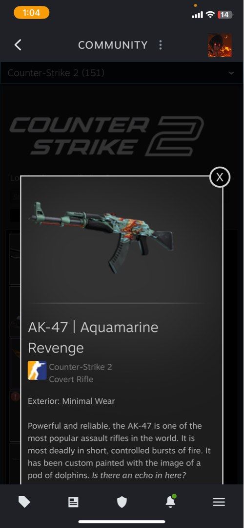 Ak 47 Aquamarine MW |CSGO, Video Gaming, Gaming Accessories, In-Game Products on Carousell