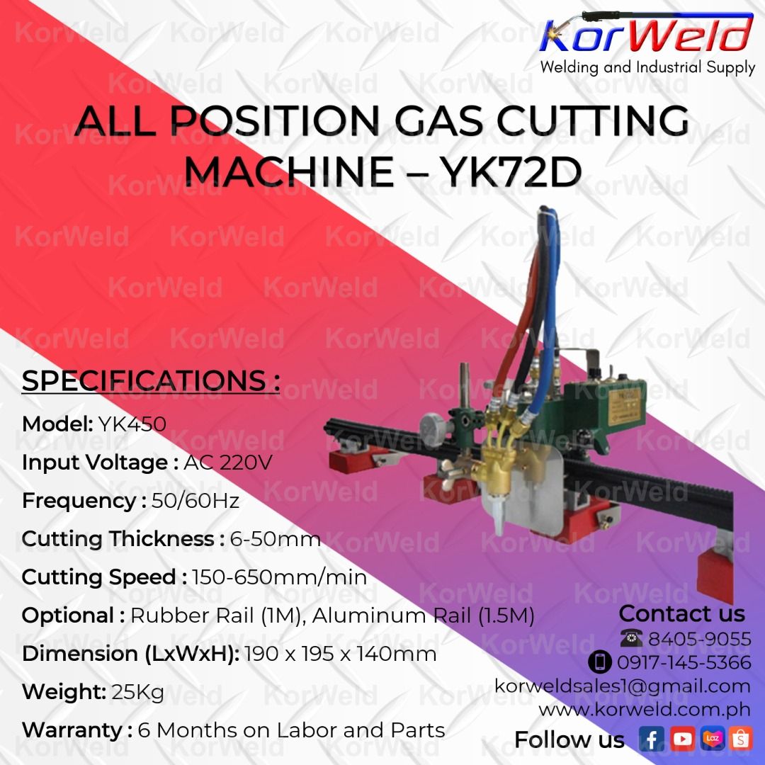 ALL POSITION GAS CUTTING MACHINE - YK72D, Commercial & Industrial ...