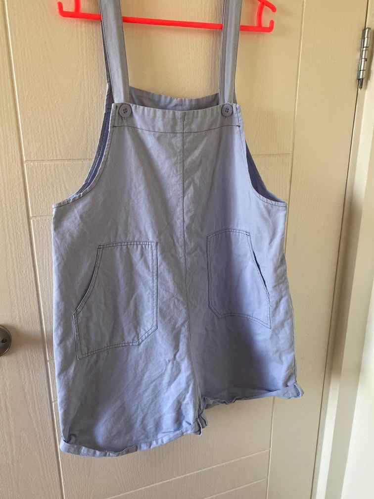 Baby blue overalls, Women's Fashion, Dresses & Sets, Rompers on Carousell
