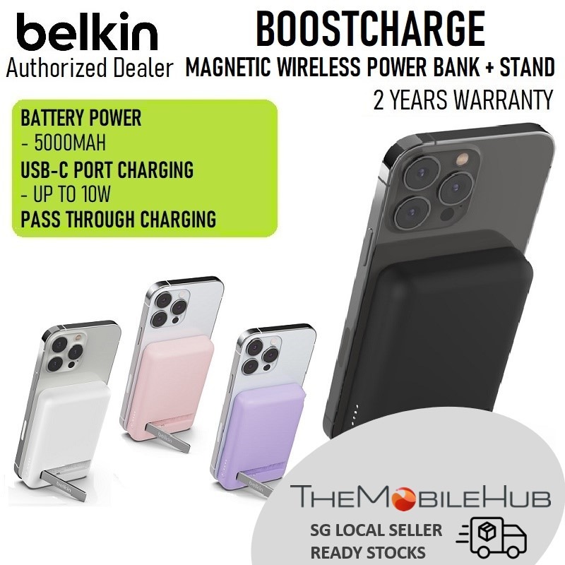 Belkin Boost Charge 5000mAh Magnetic Wireless Power Bank + Stand BPD004, Mobile Phones & Gadgets ...