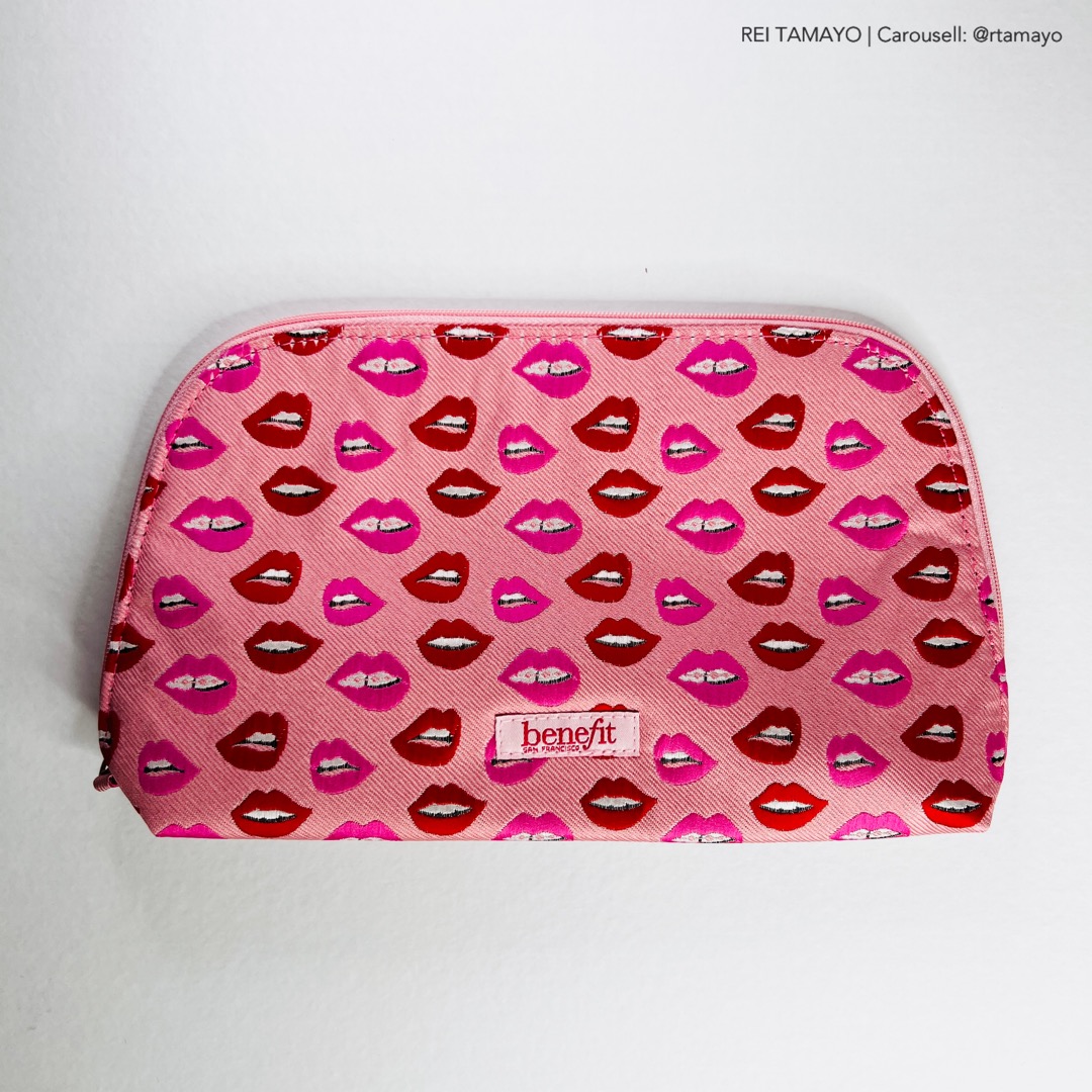 Benefit Cosmetics Pink Embroidered Lips Pattern Cosmetic Pouch Brand ...