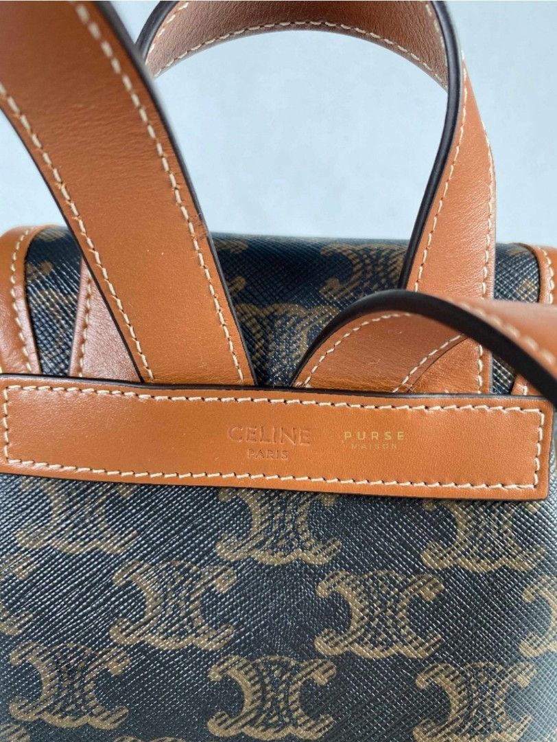Celine Triomphe Canvas Calfskin Mini Folco Backpack, Luxury, Bags ...