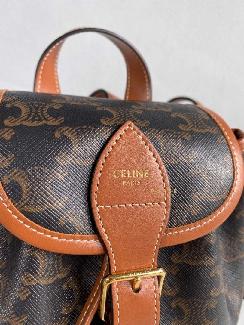 Celine Triomphe Canvas Calfskin Mini Folco Backpack, Luxury, Bags ...