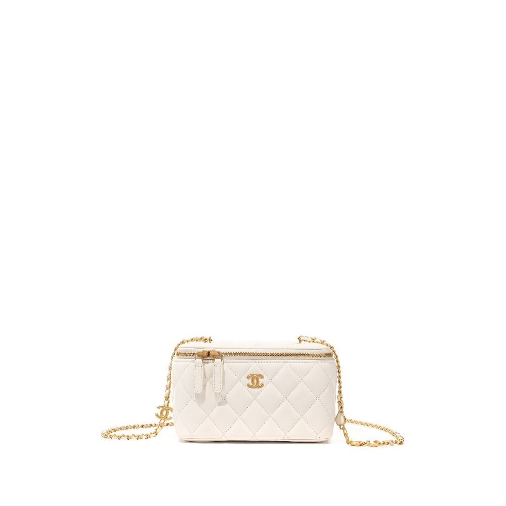 Chanel Long Box vanity Case with Coco Heart Chain in lambskin leather ...