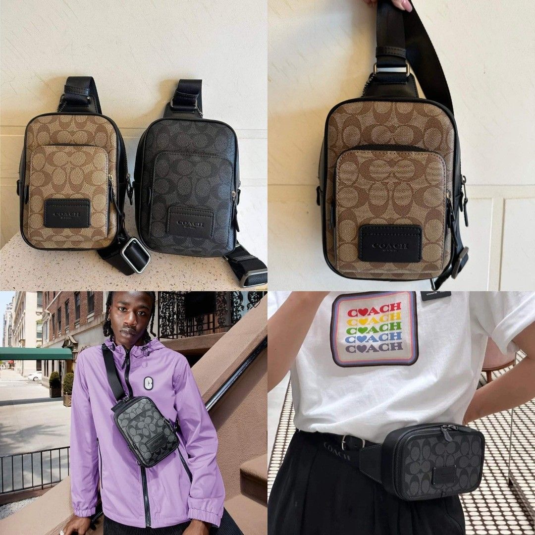 Coach Track Pack 14 Beltbag In Signature Canvas, Men's Fashion, Bags ...