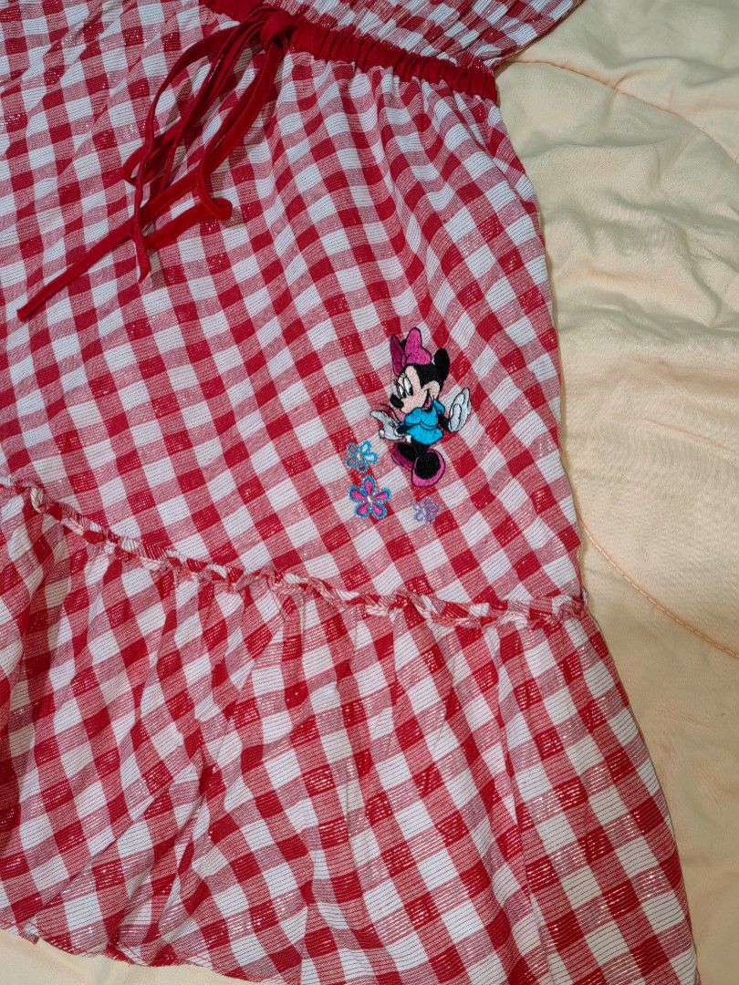 Disney Minnie mouse checkered redand and white dress, Babies & Kids ...