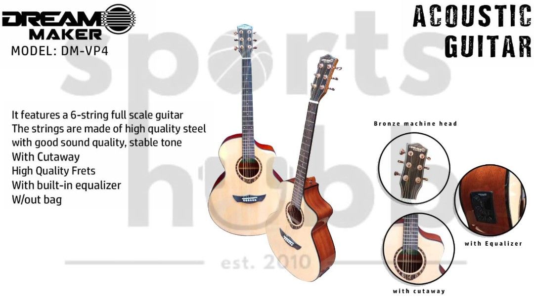 Dream Maker Acoustic Guitar DM-VP4, Hobbies & Toys, Music & Media ...