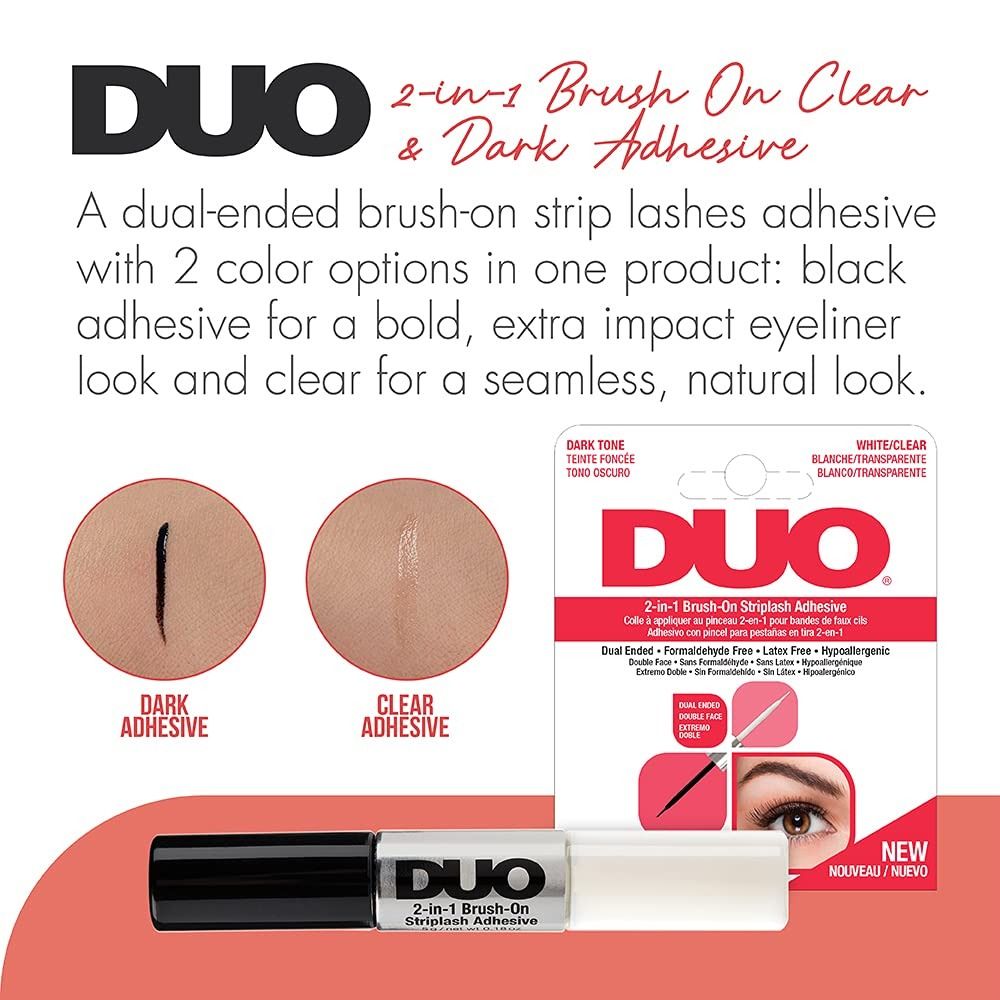 DUO Adhesives 2-in-1 Brush On Clear & Dark Adhesive, Dual-Ended Two ...