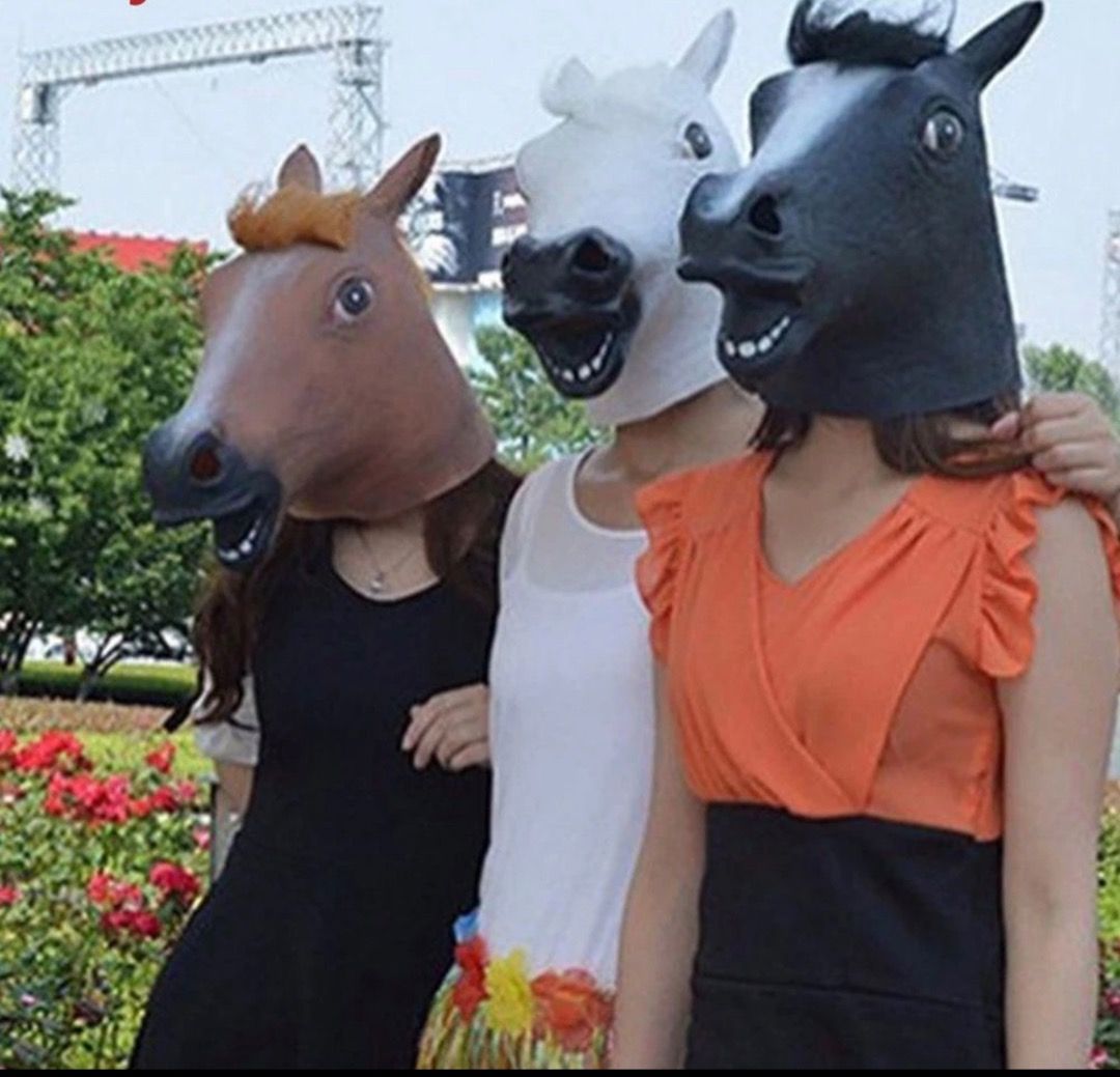 Funny comical animal horse mask halloween cosplay latex full face mask ...