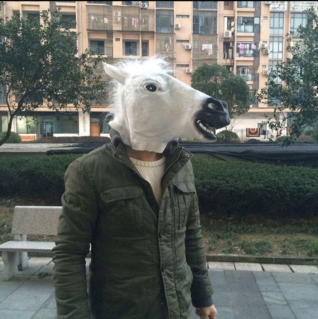 Funny comical animal horse mask halloween cosplay latex full face mask ...