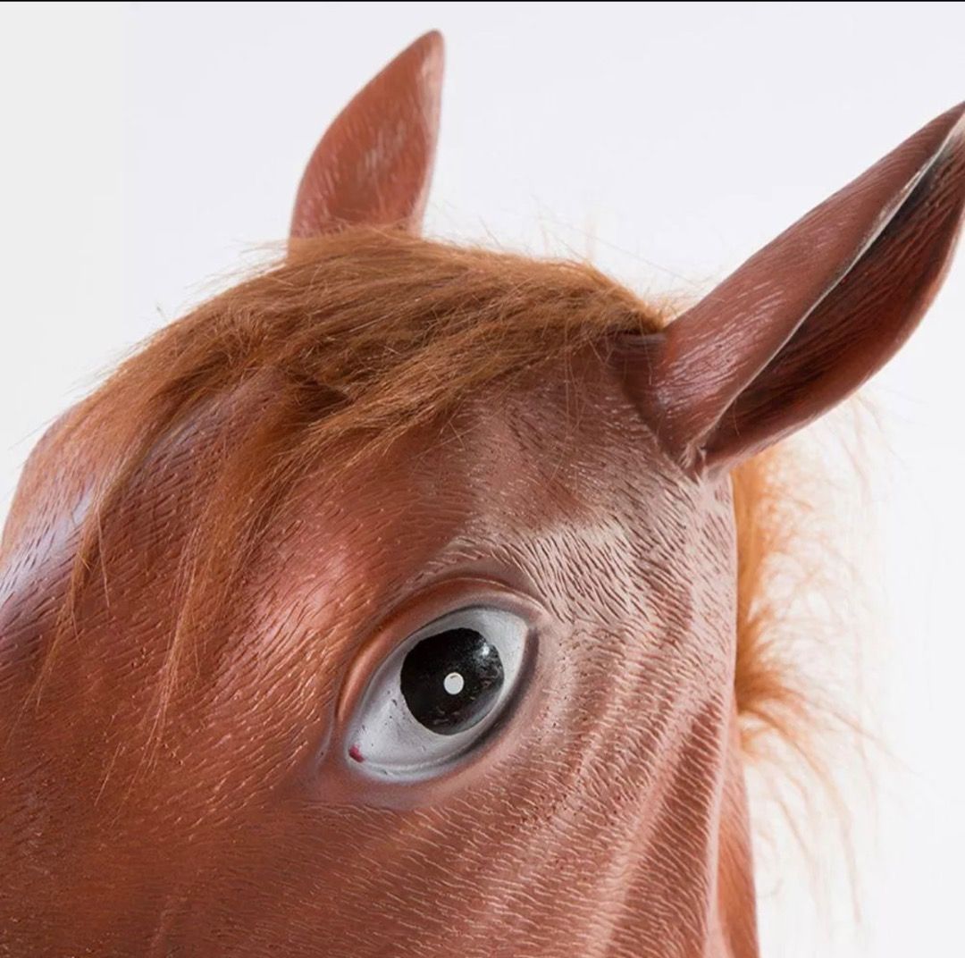 Funny comical animal horse mask halloween cosplay latex full face mask ...