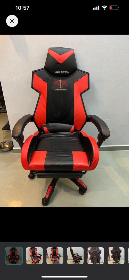 Gaming Chair adjustable red and black office work, Furniture & Home ...