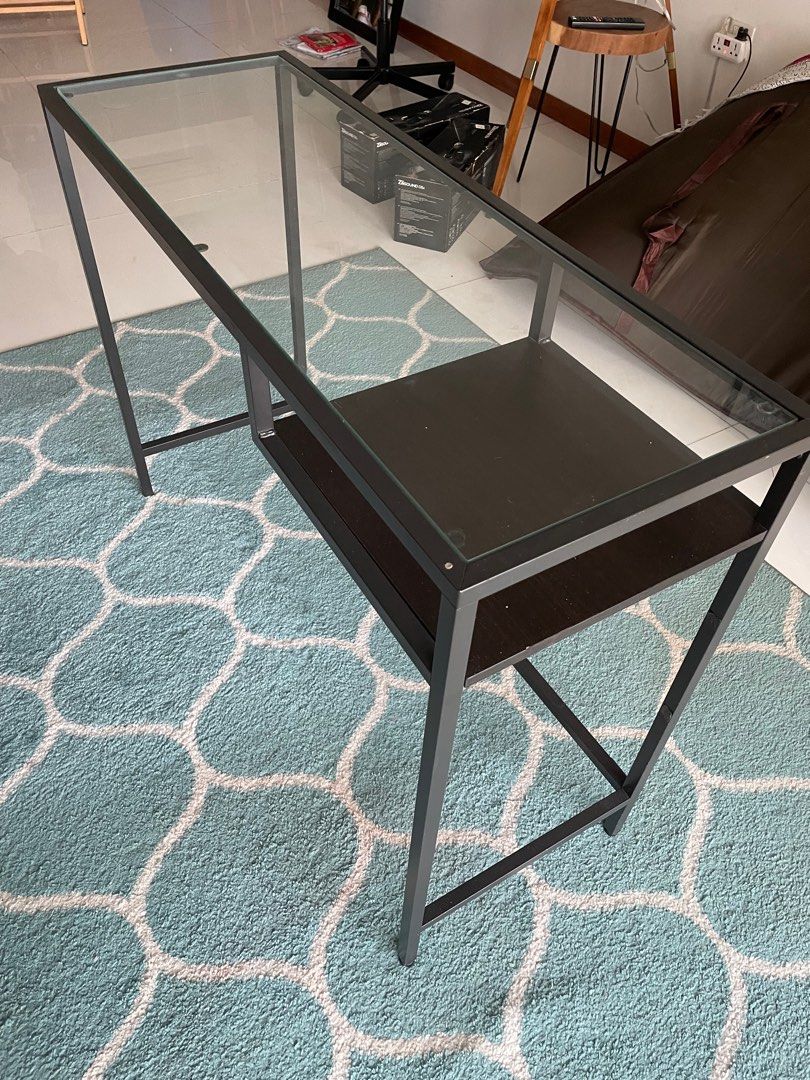 Glass top study / office table with storage, Furniture & Home Living ...