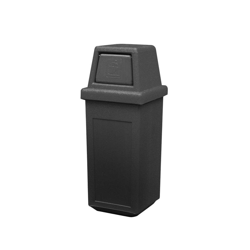 GREEN CARE Small Hooded Plastic Trash Bin 28 Liters Color Black ...