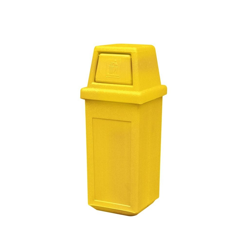 GREEN CARE Small Hooded Plastic Trash Bin 28 Liters Color Yellow, Furniture & Home Living ...