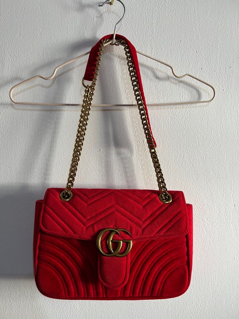 Gucci red velvet bag , Women's Fashion, Bags & Wallets, Cross-body Bags ...