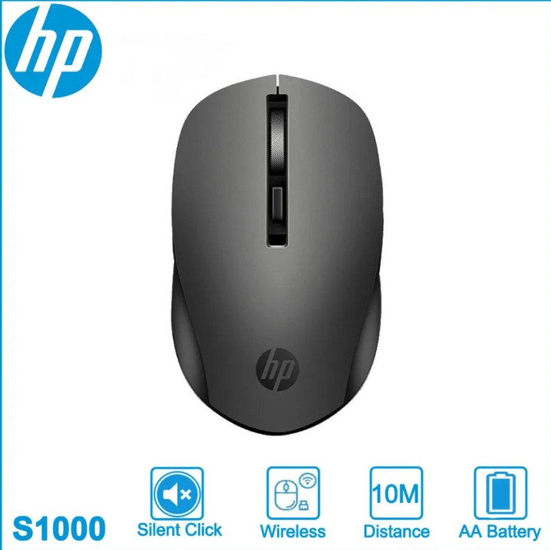 HP S1000 PLUS Wireless Silent Mouse Optical Portable Mini Mute Button ...