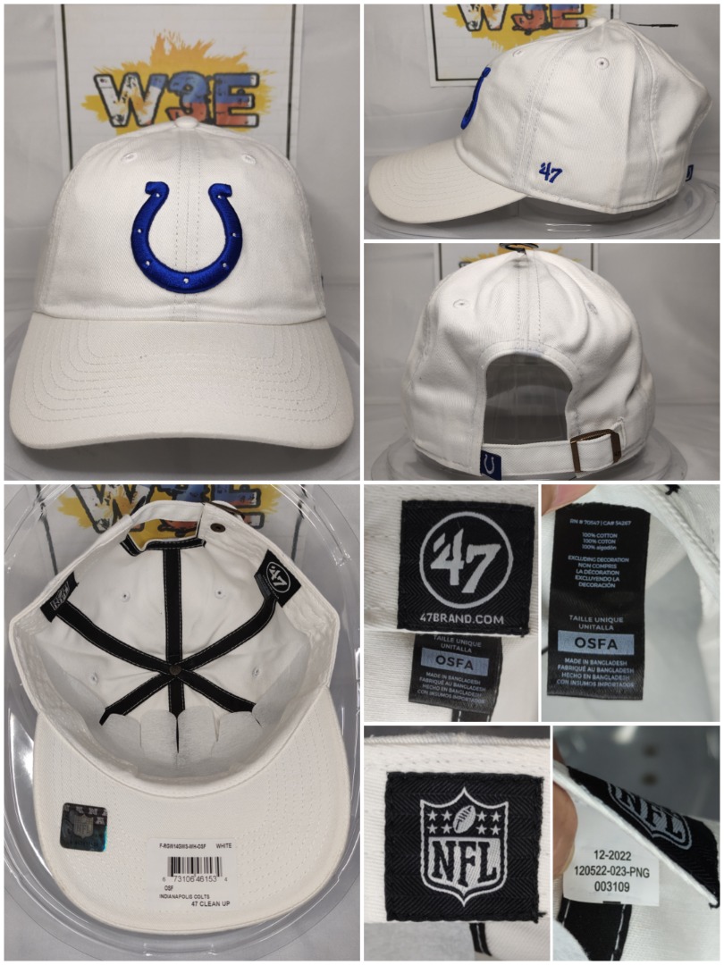 INDIANAPOLIS COLTS WHITE TUCK STRAP DAD HAT - LEGIT 47 BRAND, Men's ...
