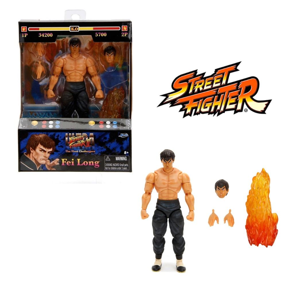 Jada Ultra Street Fighter II Fei Long 6" Moveable Figure w/ Accessories ...