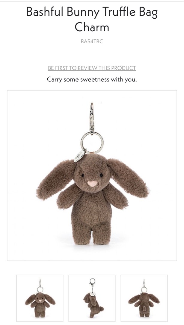 JellyCat Bashful Bunny Truffle Bag Charm!!, Hobbies & Toys, Toys & Games on Carousell