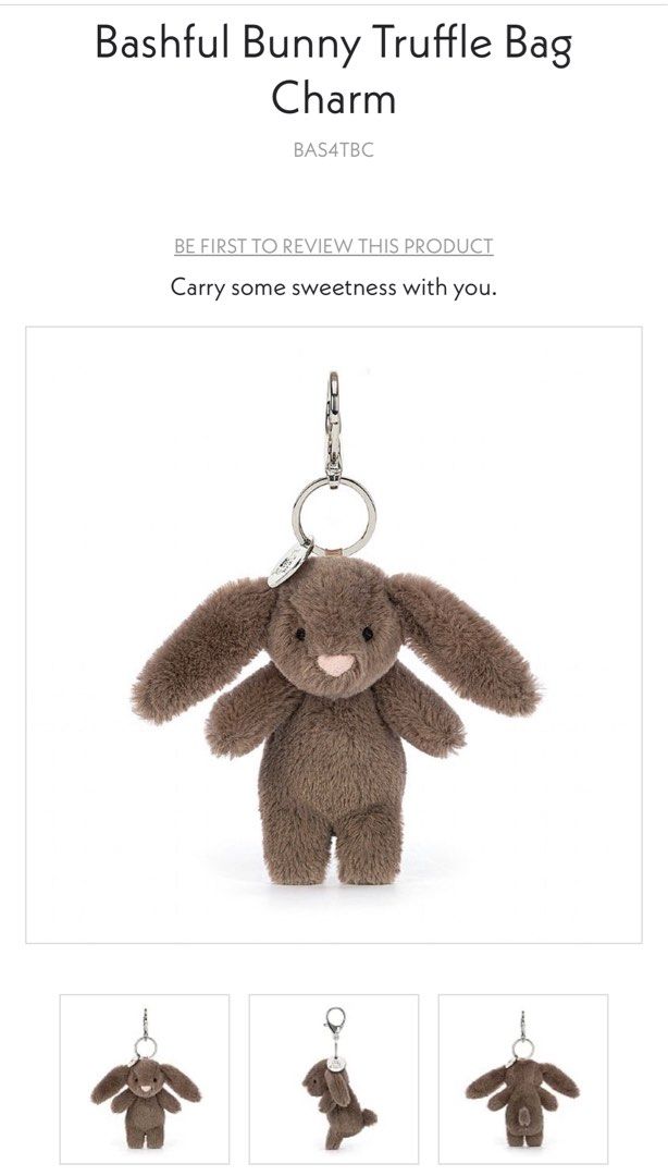JellyCat Bashful Bunny Truffle Bag Charm!!, Hobbies & Toys, Toys ...