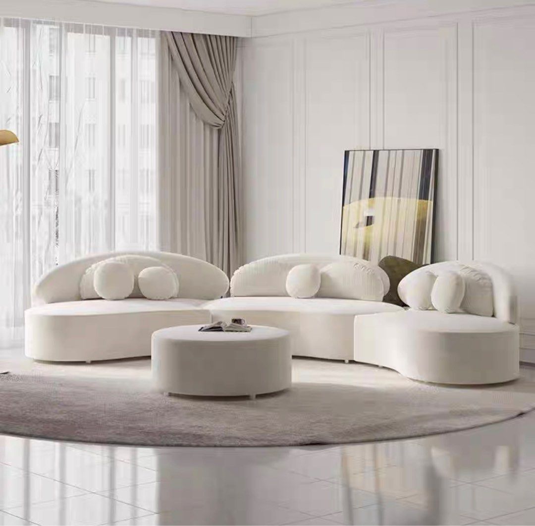 KACEME Modern Curved Boucle Sofa, Furniture & Home Living, Furniture, Sofas on Carousell