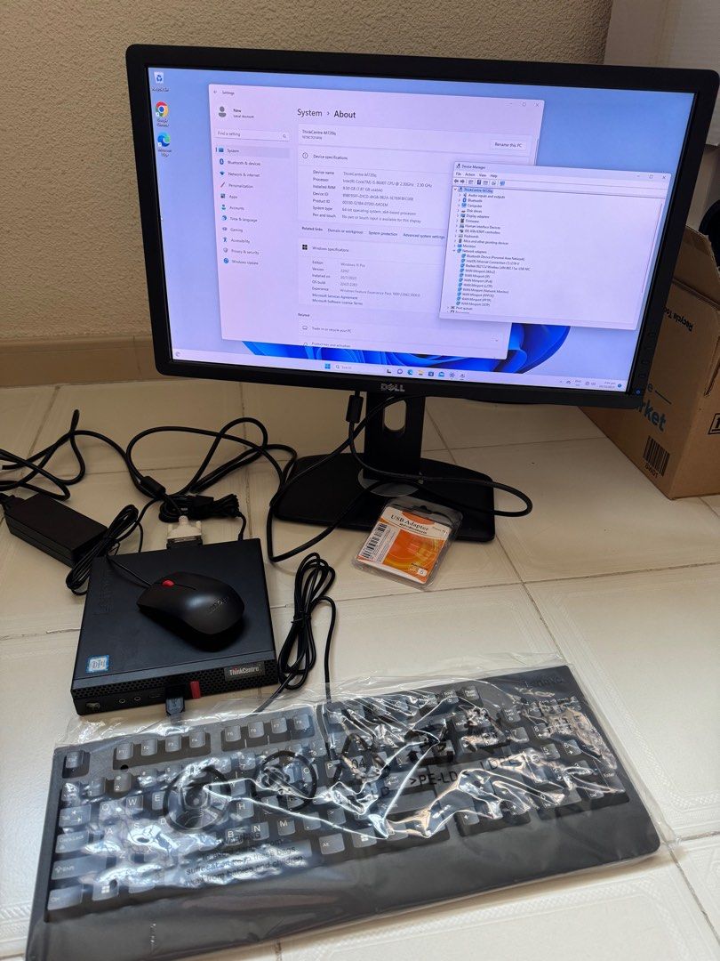 Lenovo Thinkcentre M720q Mini PC Intel i5-8600T with monitor complete ...