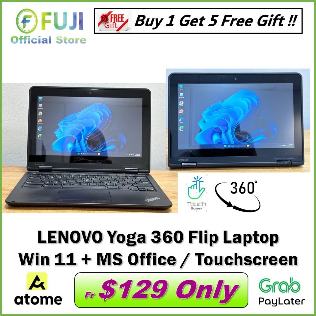 Lenovo Yoga 360 Flip Touch Screen Laptop - Windows 11 + Free MS Office ...