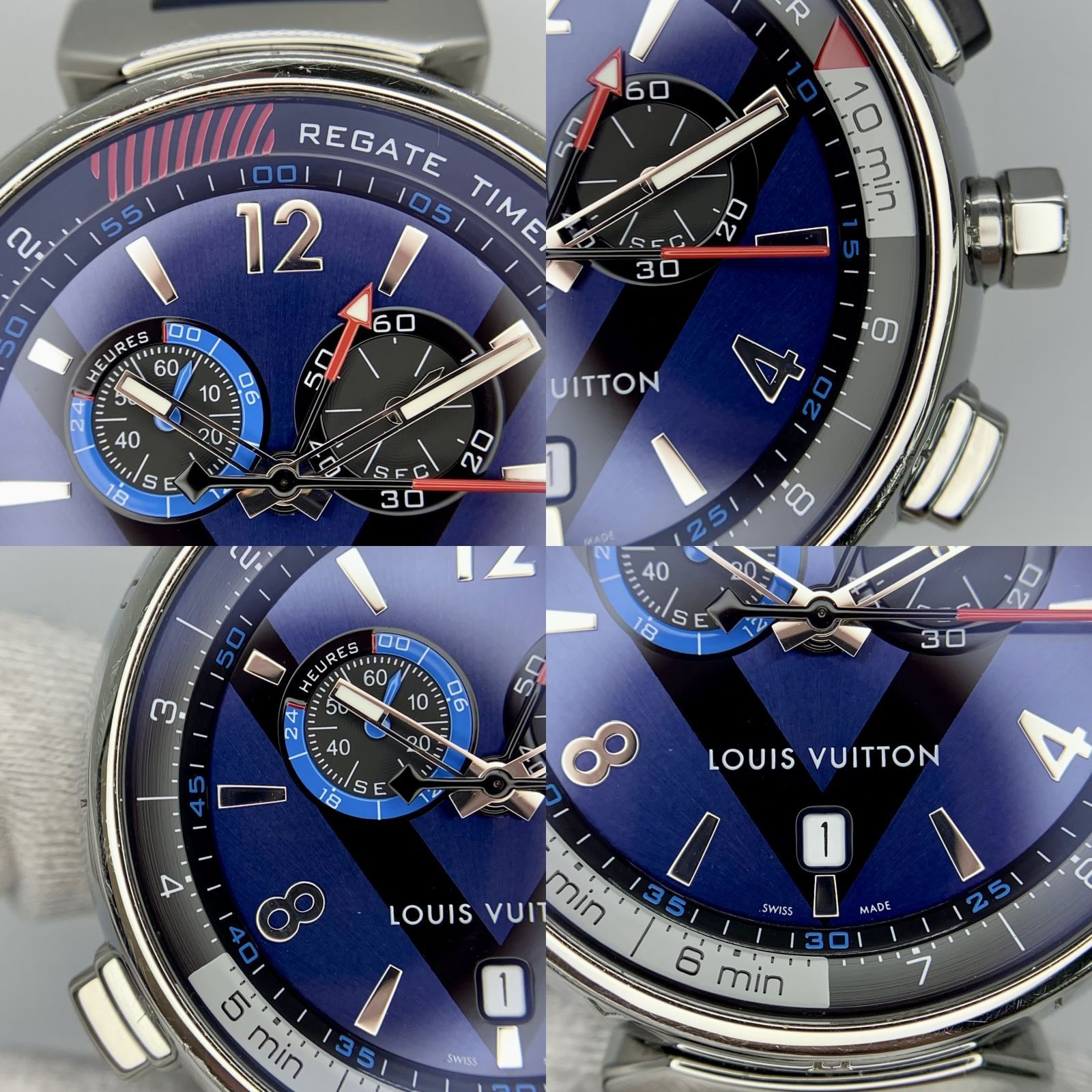 LOUIS VUITTON Q102D TAMBOUR REGATE NAVY QUARTZ MENS WATCH ONLY ...