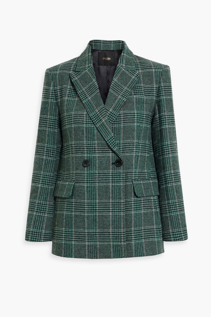 MAJE Vislanda Plaid Green Blazer Jacket, Women's Fashion, Coats ...