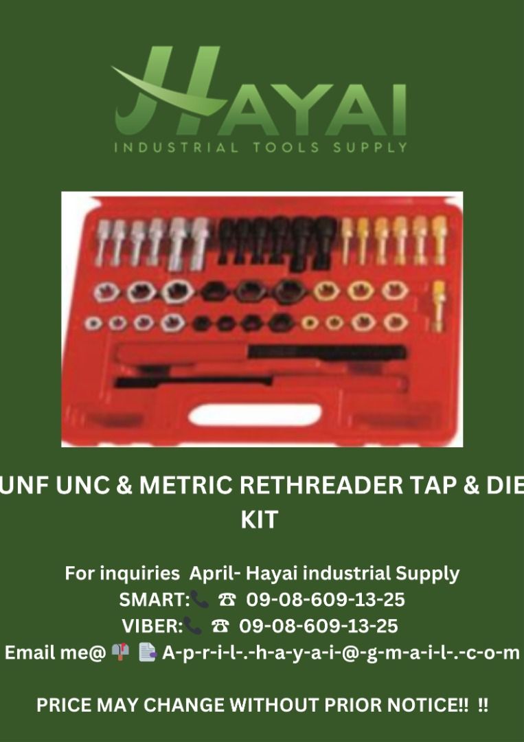 Metric rethreader tap & die kit, Commercial & Industrial, Construction ...