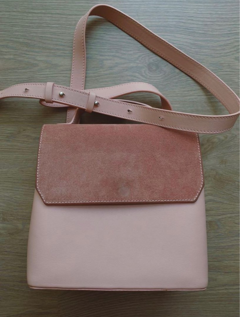 Mlouye pink leather convertible flap bag (backpack/cross-body), Women's ...