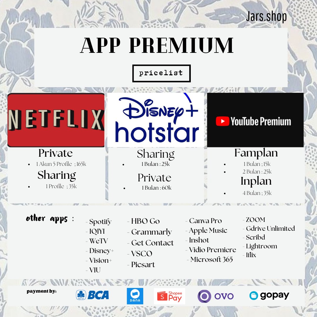 NETFLIX DISNEY APP PREMIUM LAINNYA, Tiket & Voucher, Kartu Hadiah ...