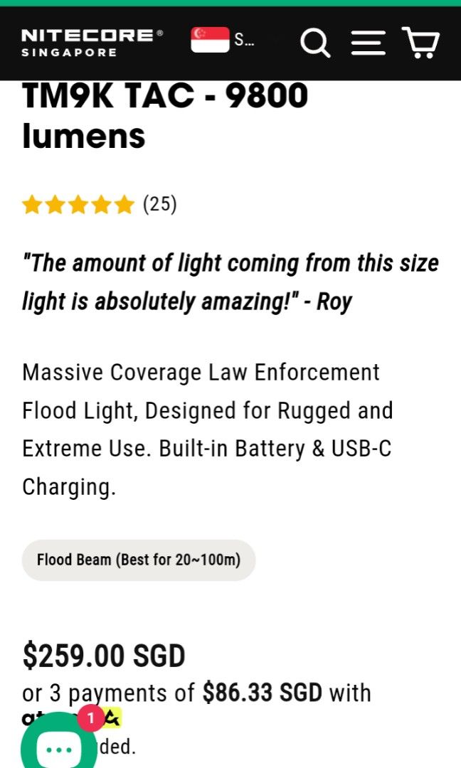 Nitecore TM9K Torchlight 9800 lumens original, Sports Equipment, Hiking ...